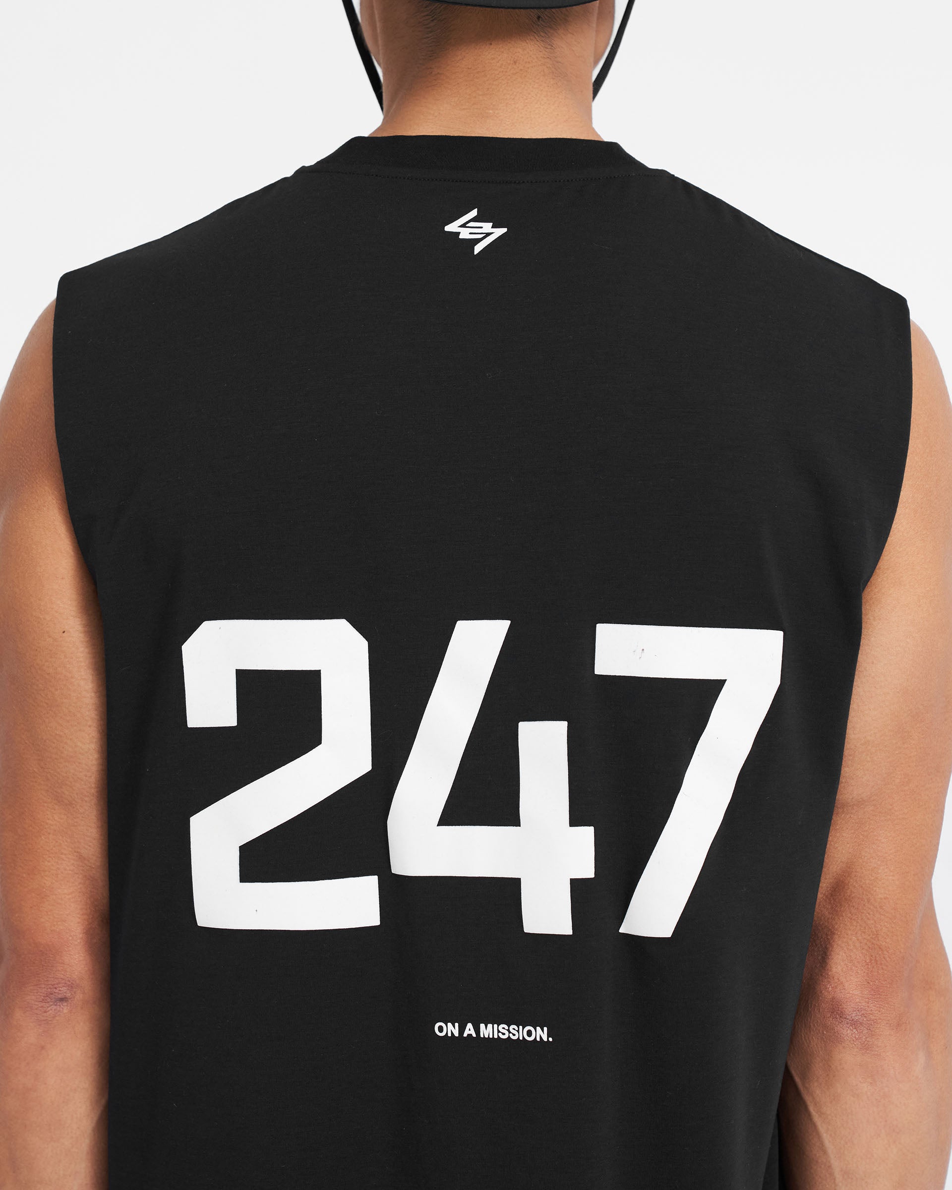 Black Oversized Gym Tank | 247 | REPRESENT CLO