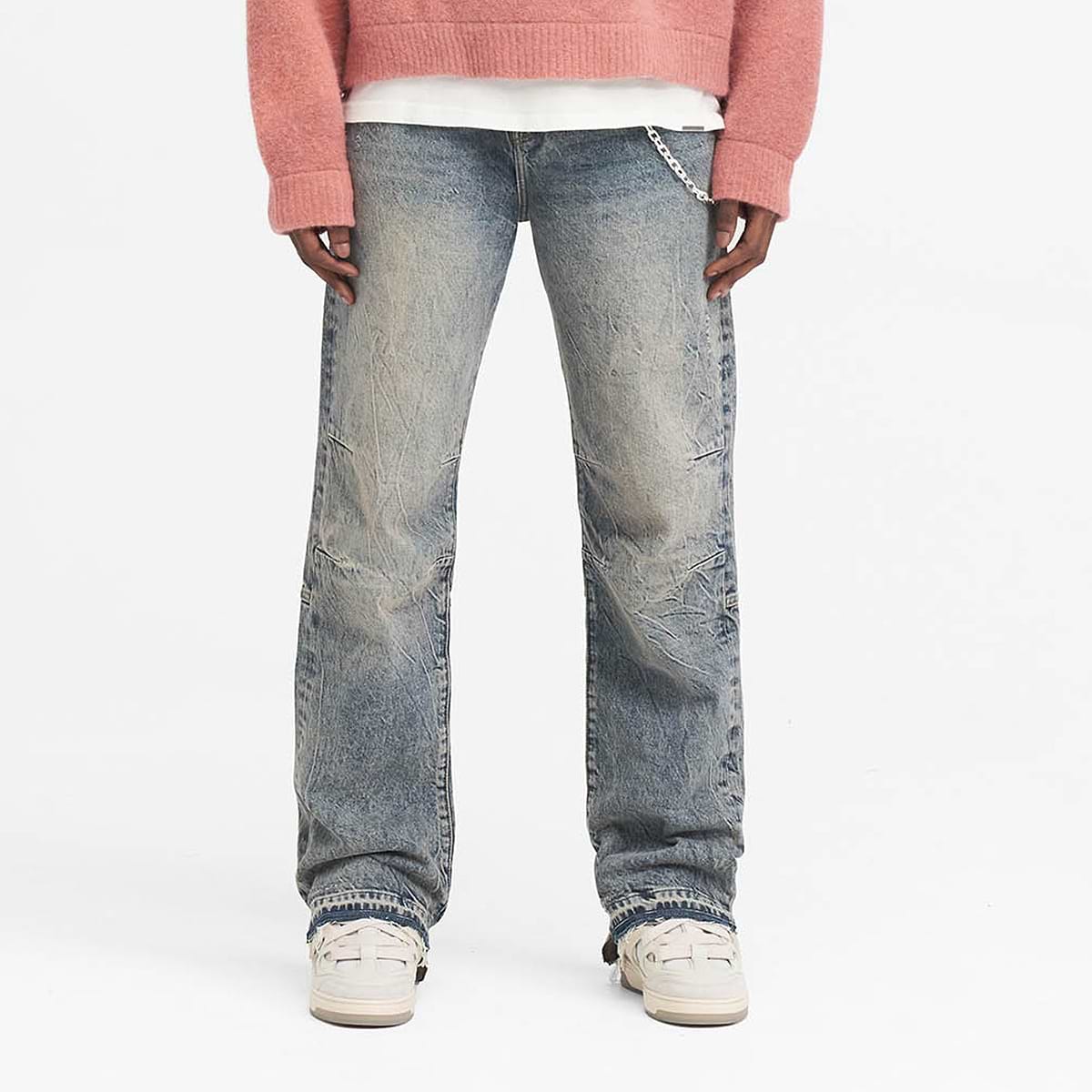 R2 Stepped Hem Denim | Mid Blue | REPRESENT R2 Stepped Hem Denim | Mid Blue | REPRESENT