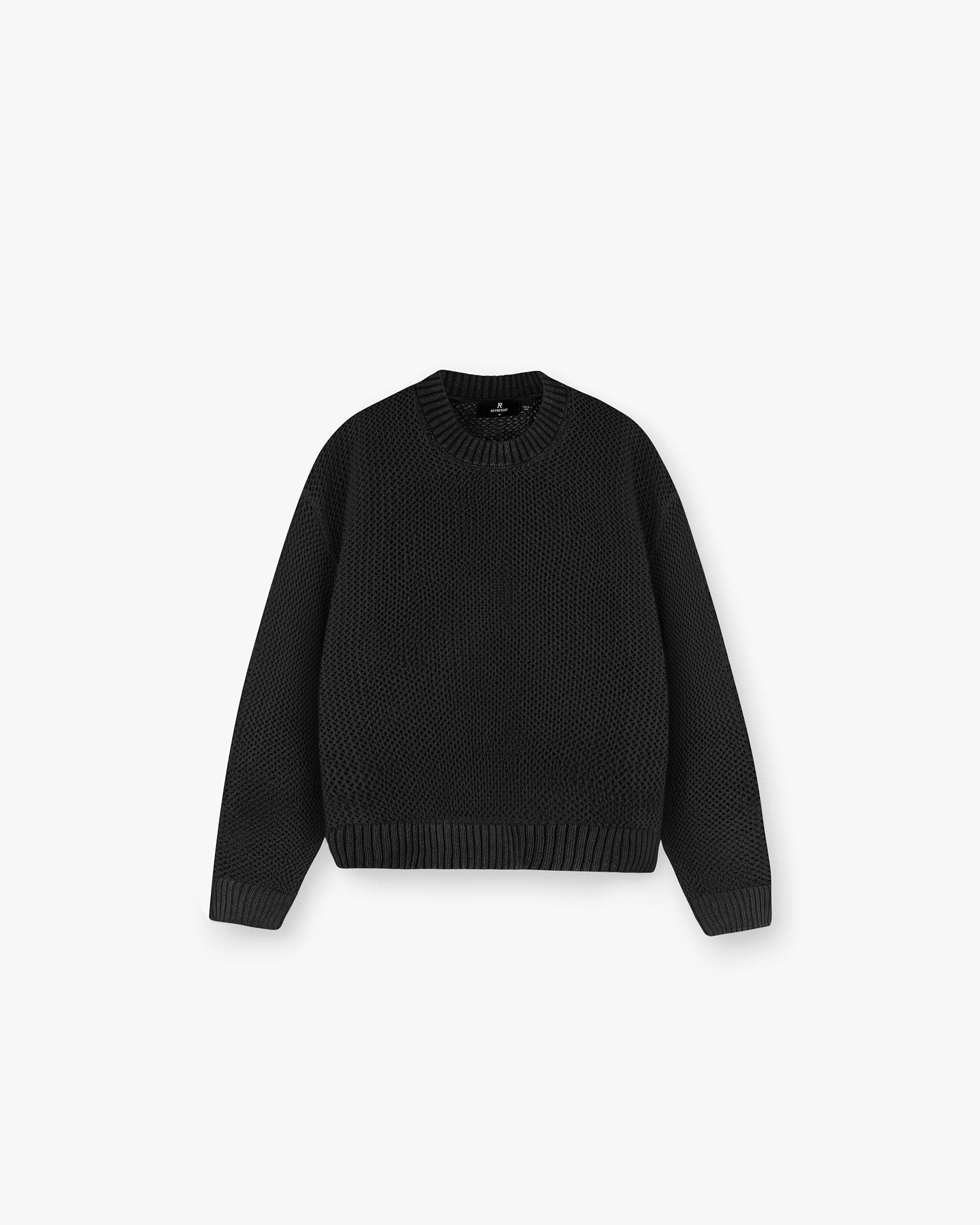 Open Gauge Knit Sweater - Jet Black | REPRESENT